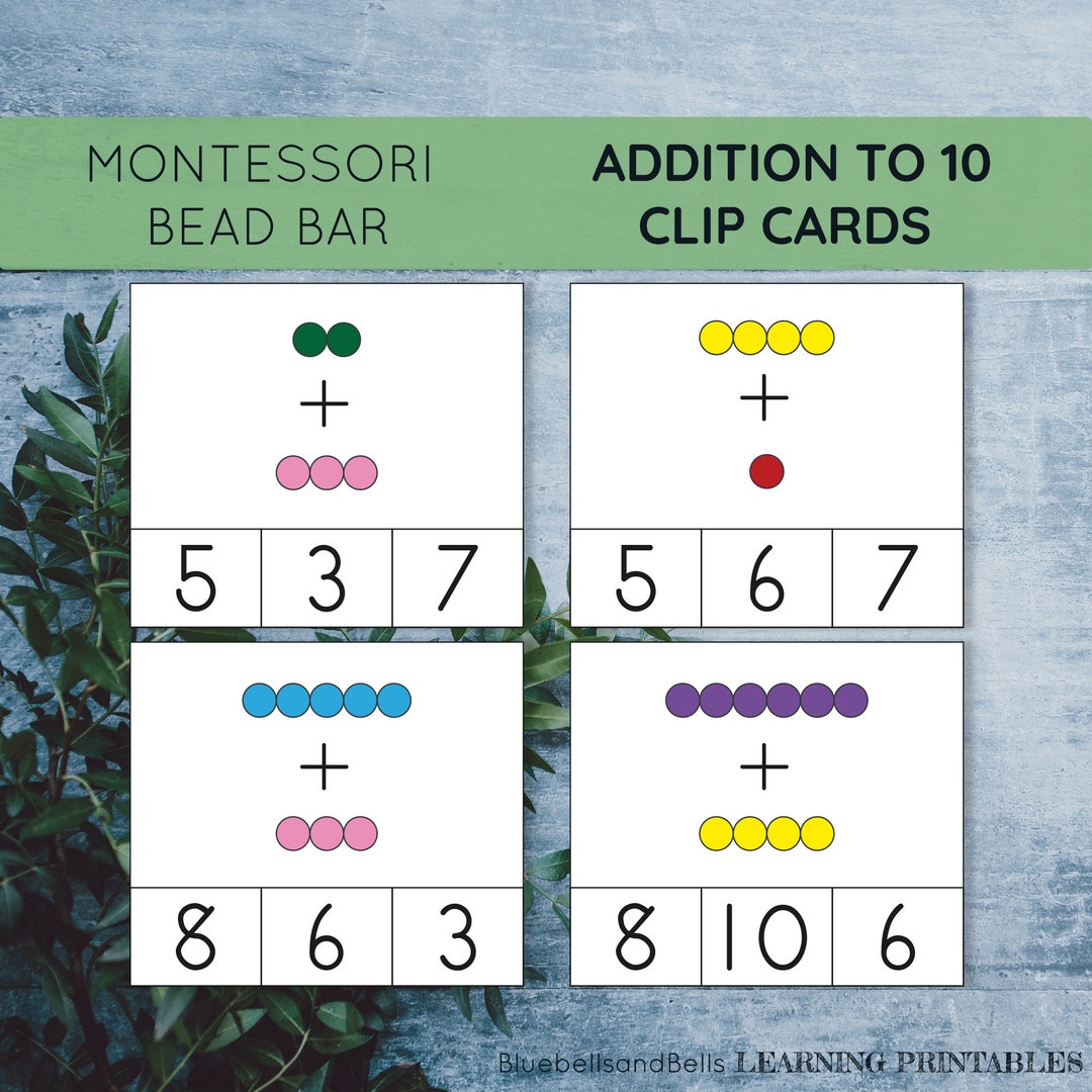 Montessori Addition Colored Beads Clip Cards. Montessori Printable Math ...