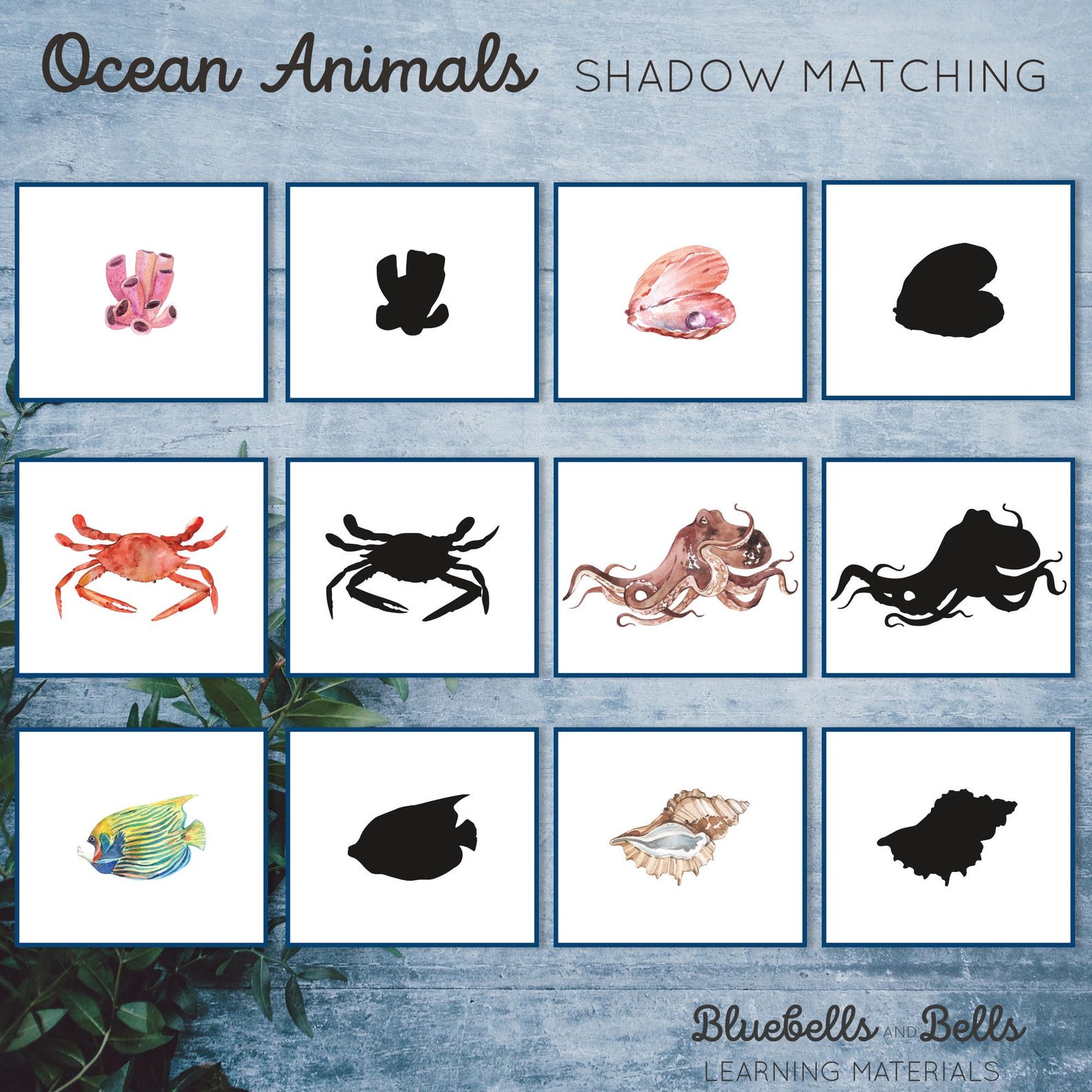Ocean Animal Shadow Matching Cards. Montessori Summer Preschool ...