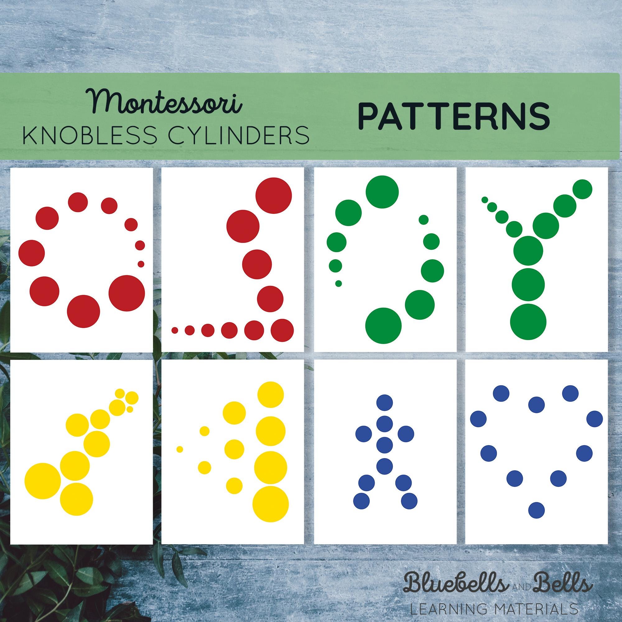 Montessori Knobless Cylinders Patterns. Matching Activity for Preschool ...