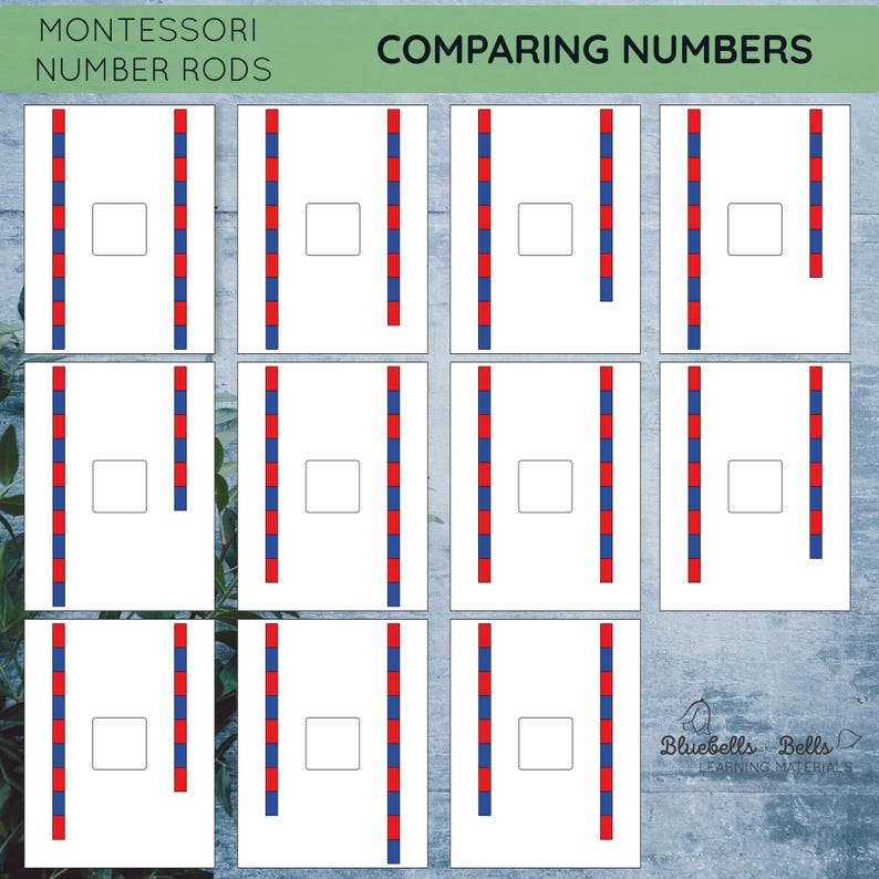 Montessori Number Rods Comparing Numbers Task Cards. - Etsy