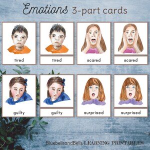 Emotions 3-part Cards. Montessori Printable Feelings Vocabulary ...