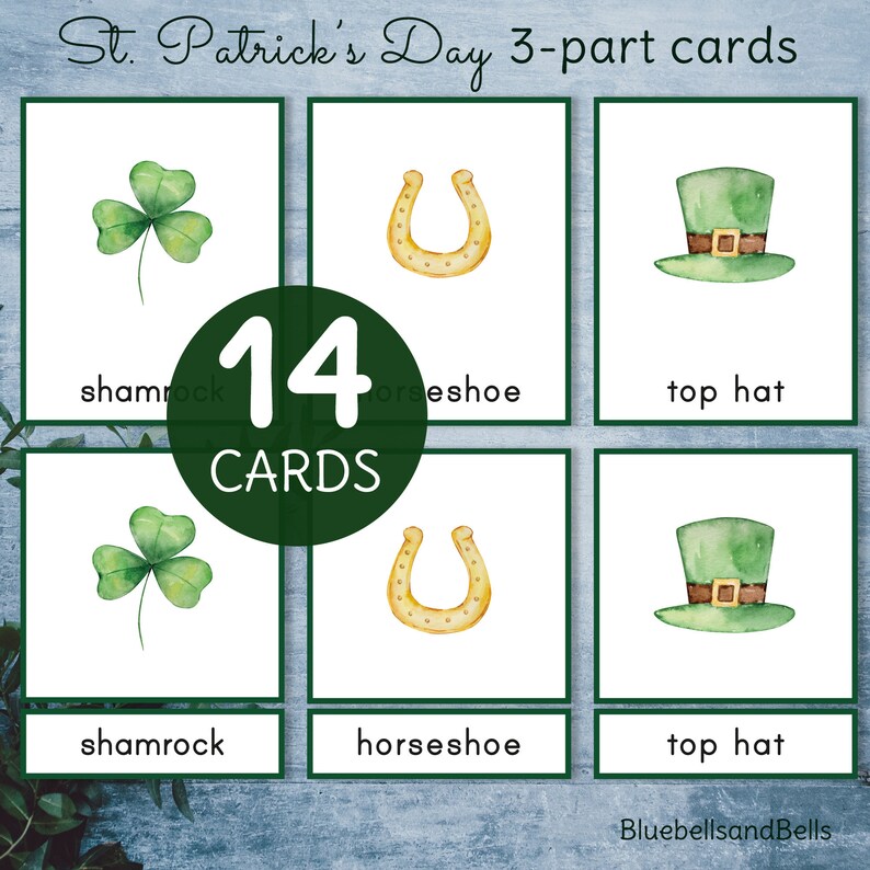 St. Patrick's Day Montessori Printable 3-part Cards. - Etsy