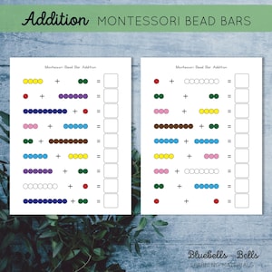 Montessori Bead Bars Addition to 10 Worksheets. Montessori Kindergarten ...