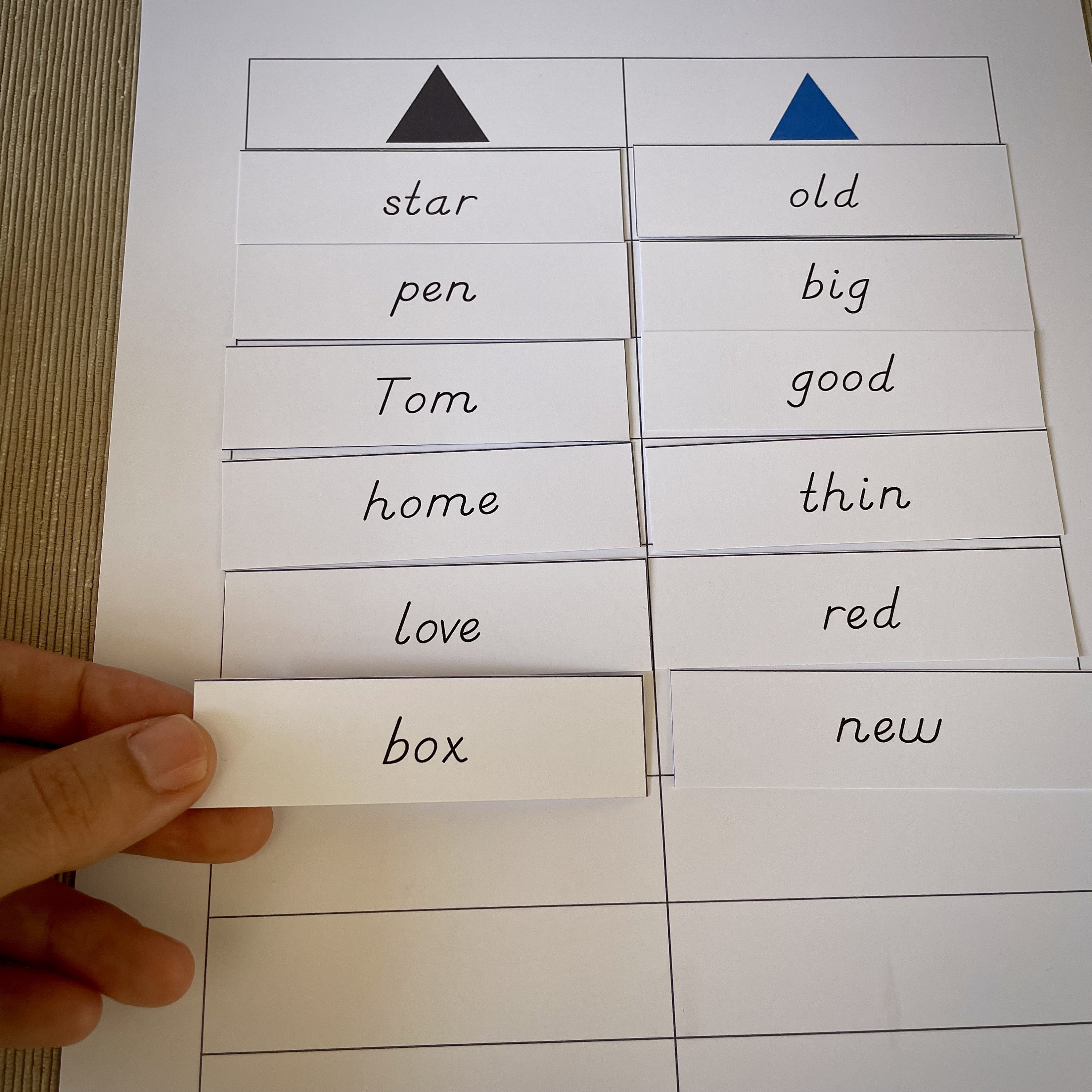 Montessori Parts of Speech Noun and Adjective Sorting Activity. Grammar ...