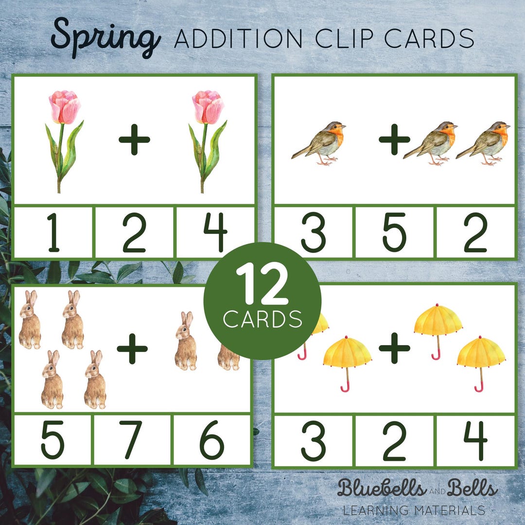 Montessori Spring Printable Addition Clip Cards. Preschool and ...