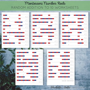 Montessori Addition Worksheets Number Rods. Kindergarten and 1st Grade ...