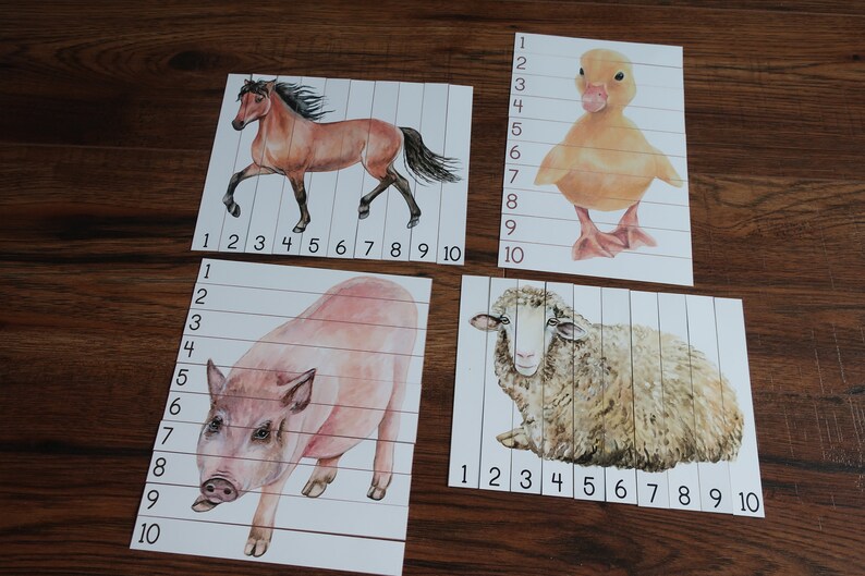 Farm Animal Number Sequence Puzzles 1-10. Preschool Math - Etsy