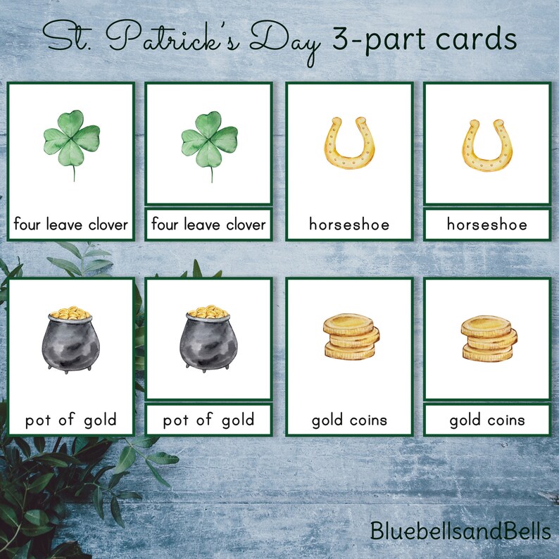 St. Patrick's Day Montessori Printable 3-part Cards. - Etsy