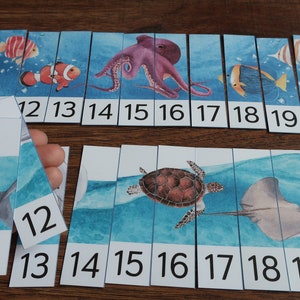 Ocean Preschool Printable Number Sequence 11-20 Puzzle. Montessori ...