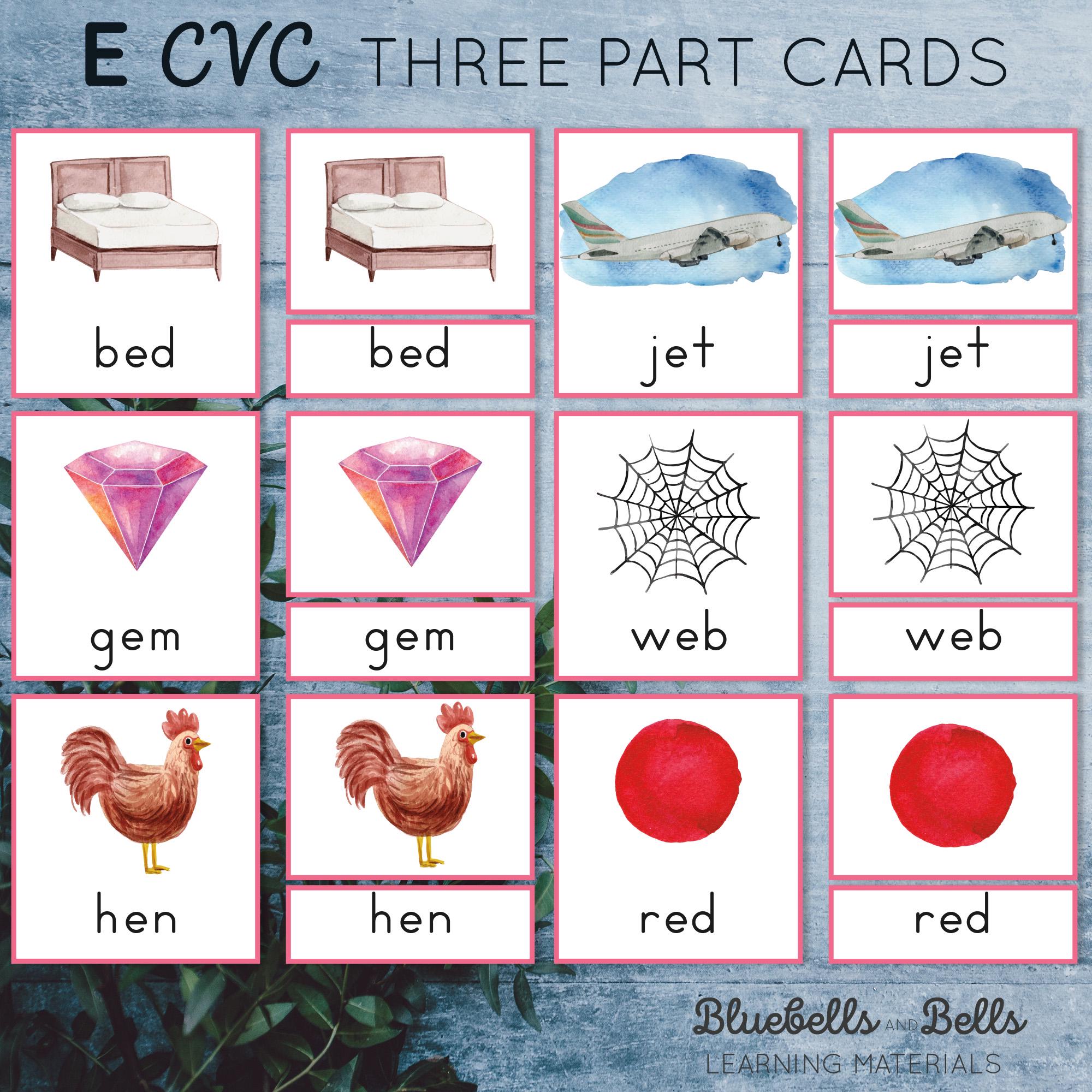 Montessori Printable CVC Phonics 3-part Cards. CVC Words Reading ...