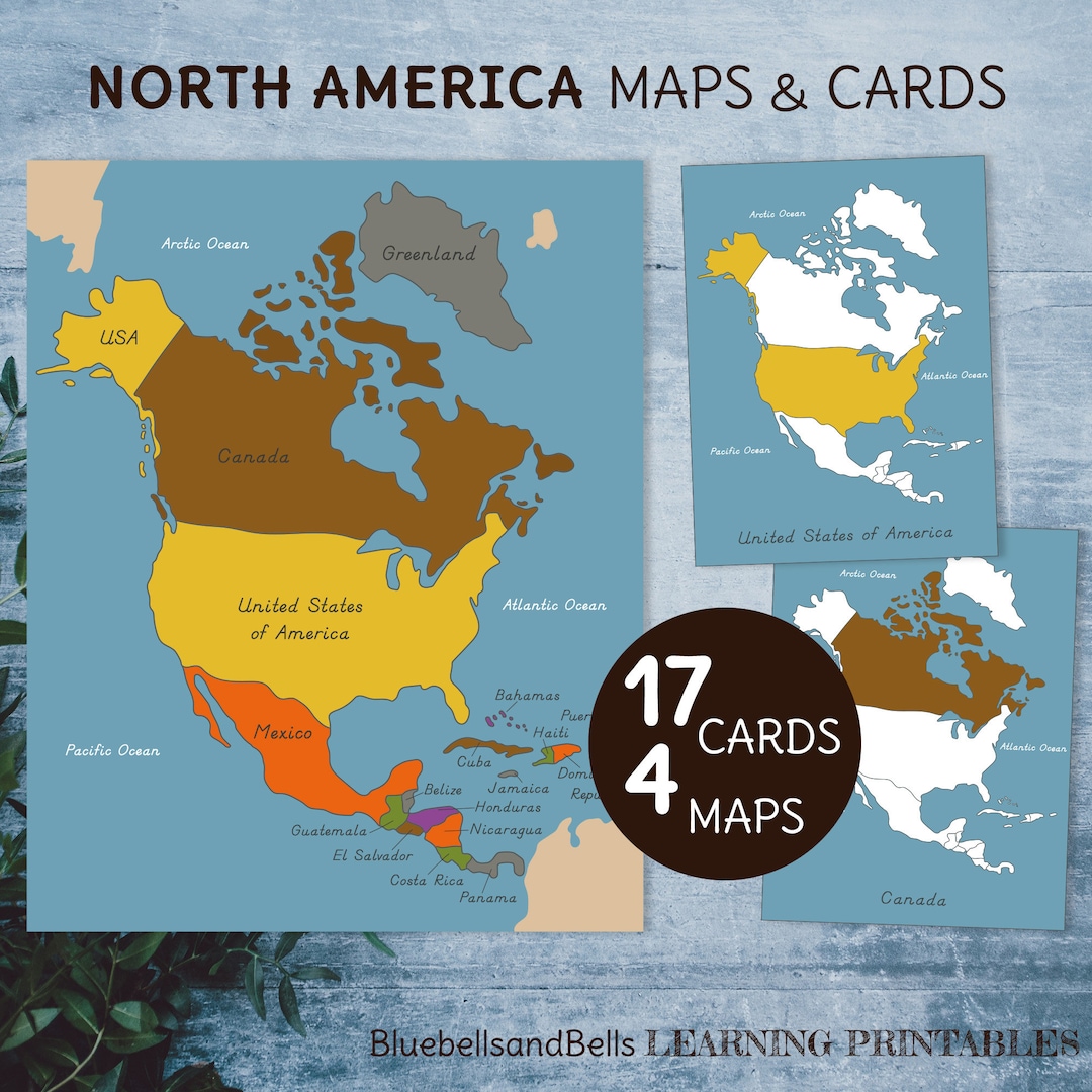 North America Montessori Maps and Country Cards. Geography Continent ...