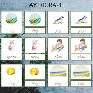 Montessori Printable Digraph 3-part Cards. Green Series Activity. - Etsy