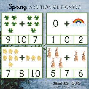 Montessori Spring Printable Addition Clip Cards. Preschool and ...