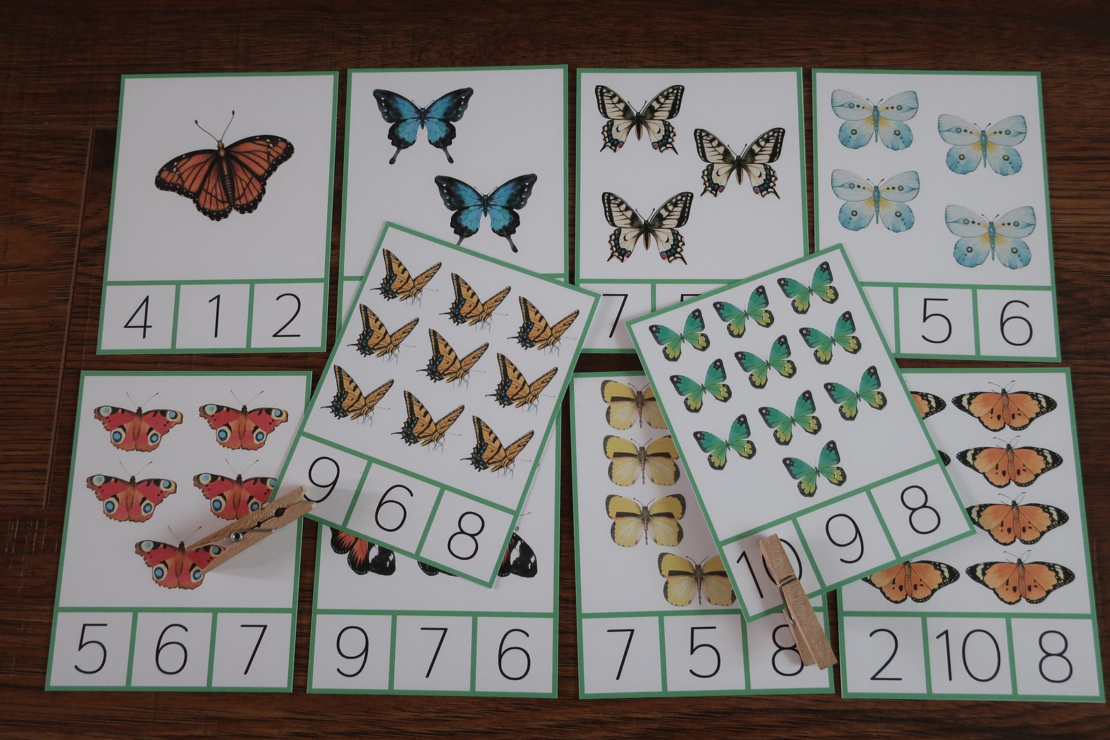 Butterfly Count and Clip Cards 1-10. Preschool Summer - Etsy