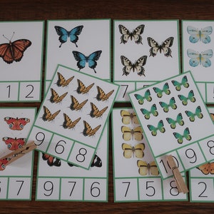 Butterfly Count and Clip Cards 1-10. Preschool Summer Printable ...