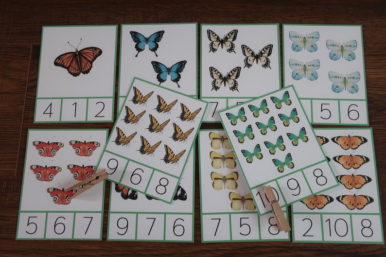 Butterfly Count and Clip Cards 1-10. Preschool Summer | Etsy