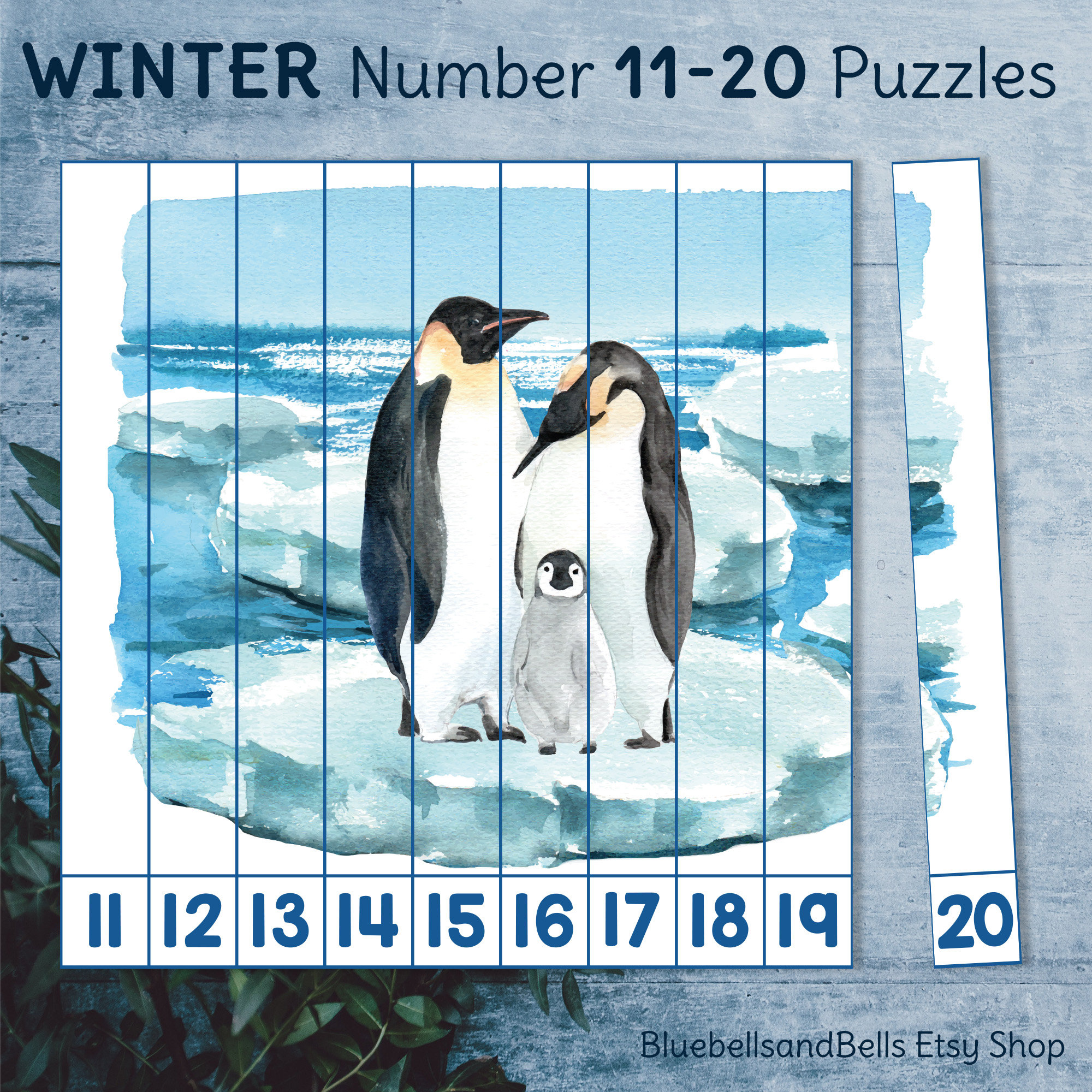Montessori Winter Kindergarten Printable Polar Bear and Penguins Number ...