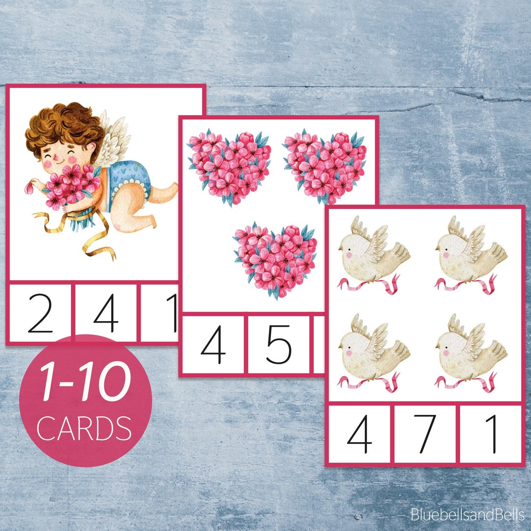Valentines Day Preschool Printable. Count and Clip Cards 1-10 ...
