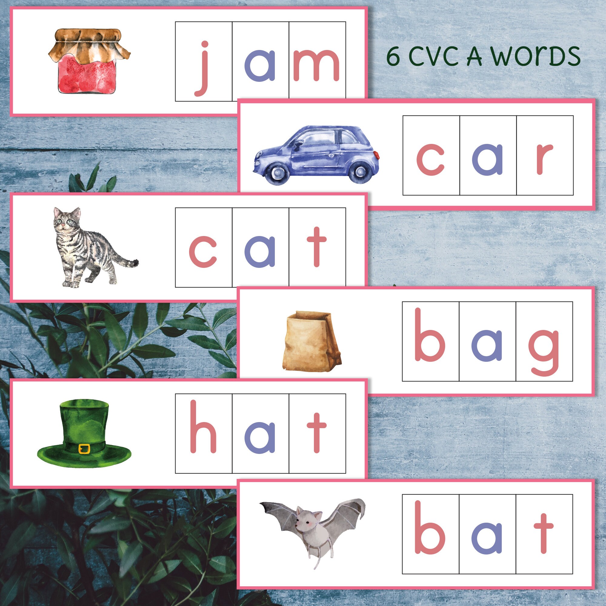 Montessori Printable Moveable Alphabet and CVC Word Matching - Etsy