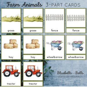 Farm Animal Montessori Printable 3 Part Cards. Preschool and ...