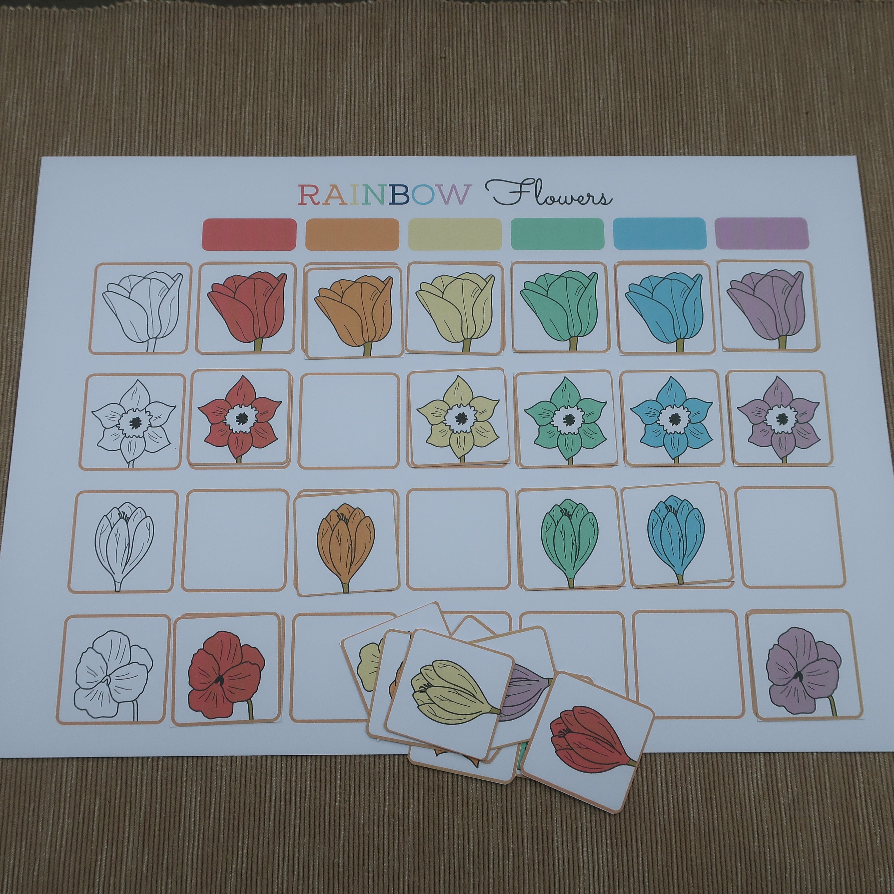 Color Sorting Flower Printable. Montessori Matching Activity. - Etsy