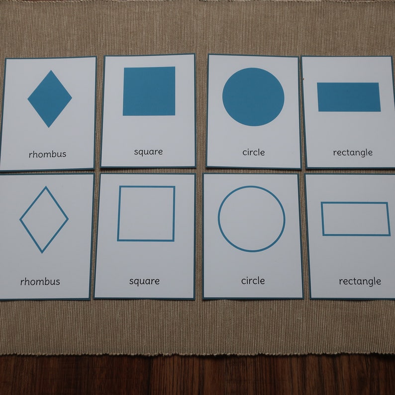Montessori Printable Shapes Flash Cards. Preschool Matching - Etsy