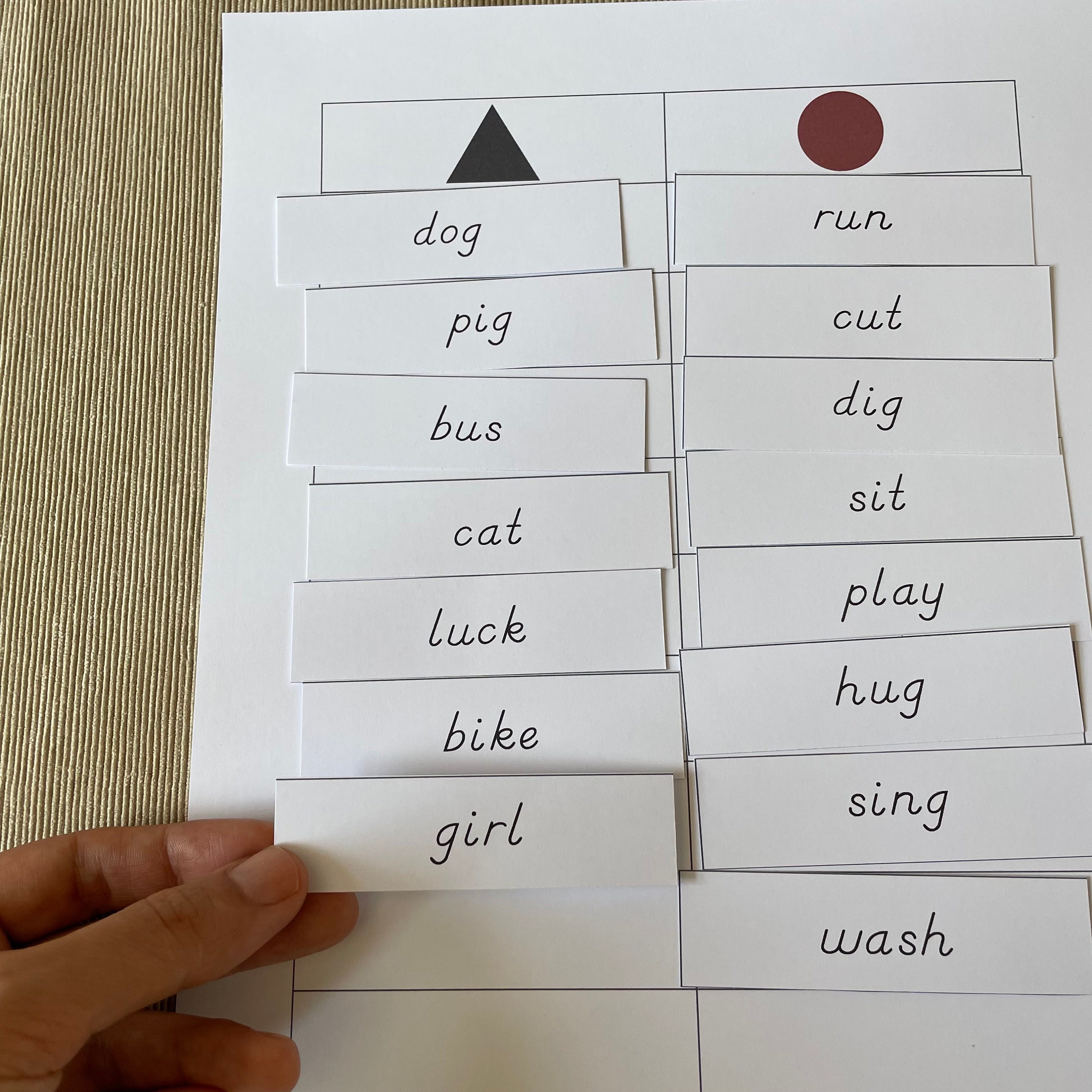 Montessori Parts of Speech Noun and Verb Sorting Activity. - Etsy Canada