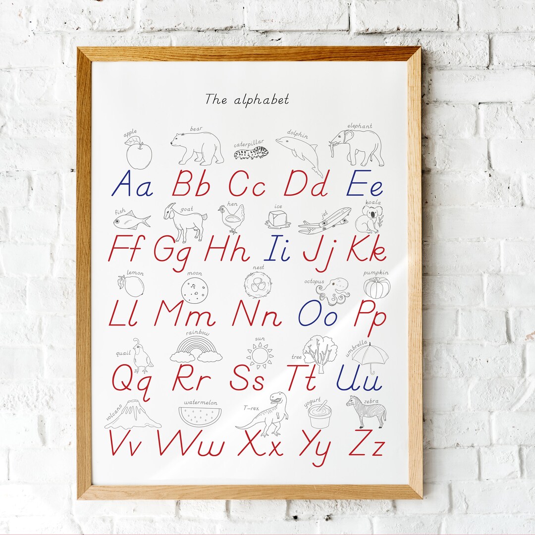 Montessori Phonics Poster D'nealian. Alphabet Printable Classroom. - Etsy