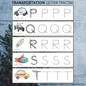 Transportation Alphabet Tracing Cards. Uppercase Letters Handwriting ...