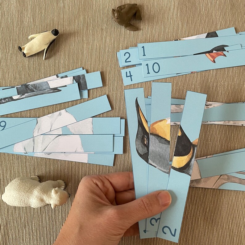 Arctic Animals Preschool Printable Puzzles 1-10. Penguin Number ...