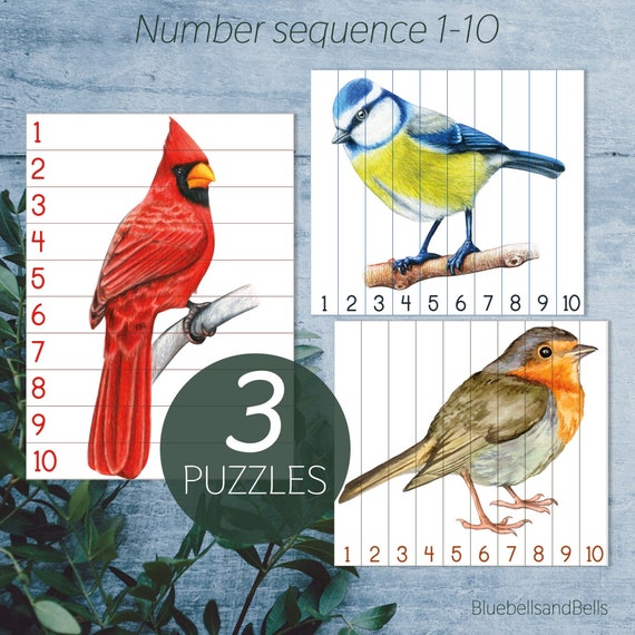 Bird Preschool Printable Number Sequence Puzzles 1-10. | Etsy