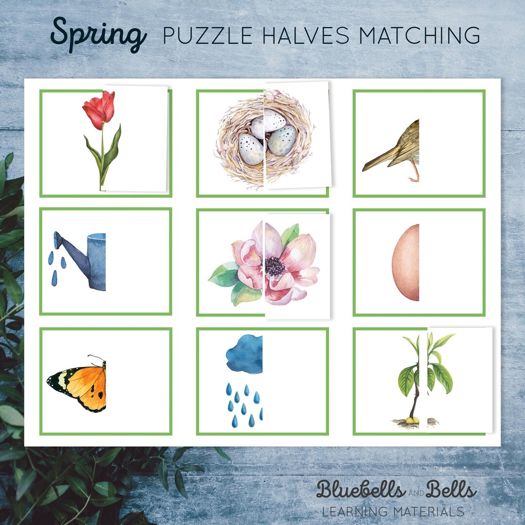 Montessori Spring Printable Puzzle Halves Matching. Toddler Busy Book ...