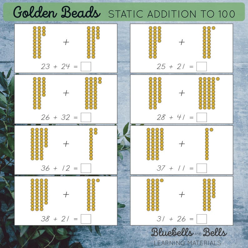 Montessori Golden Beads Addition Static to 100 - Etsy