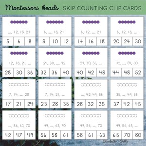 Montessori Bead Bar Skip Counting Clip Cards. Multiplication ...