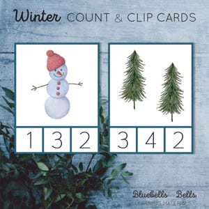 Winter Preschool Printable Count and Clip Cards. Christmas Kids ...