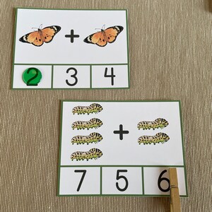 Montessori Spring Printable Insect Count and Clip Cards Addition 1-10 ...