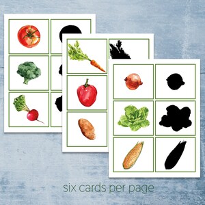 Vegetables Printable Shadow Matching Cards. Montessori Toddler Activity ...