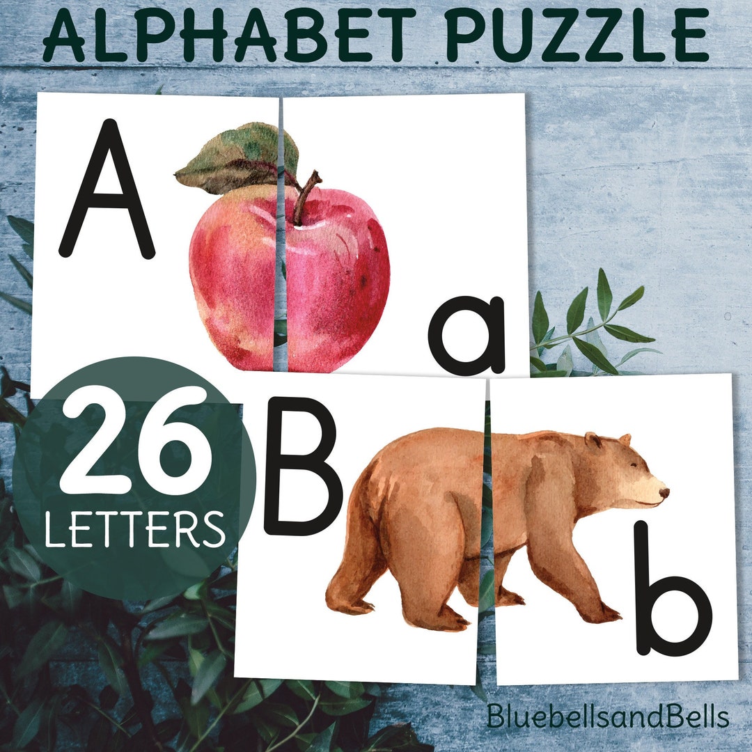Printable Alphabet Puzzle. Toddler Watercolor Letter Cards. - Etsy