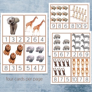 Africa Animal Printable Count and Clip Cards 1-10. Preschool Counting ...