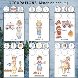 Occupations Cards Matching Activity. Community Helpers Printable ...