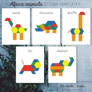 Africa Animals Pattern Blocks Templates. Wild Animals Toddler Activity ...