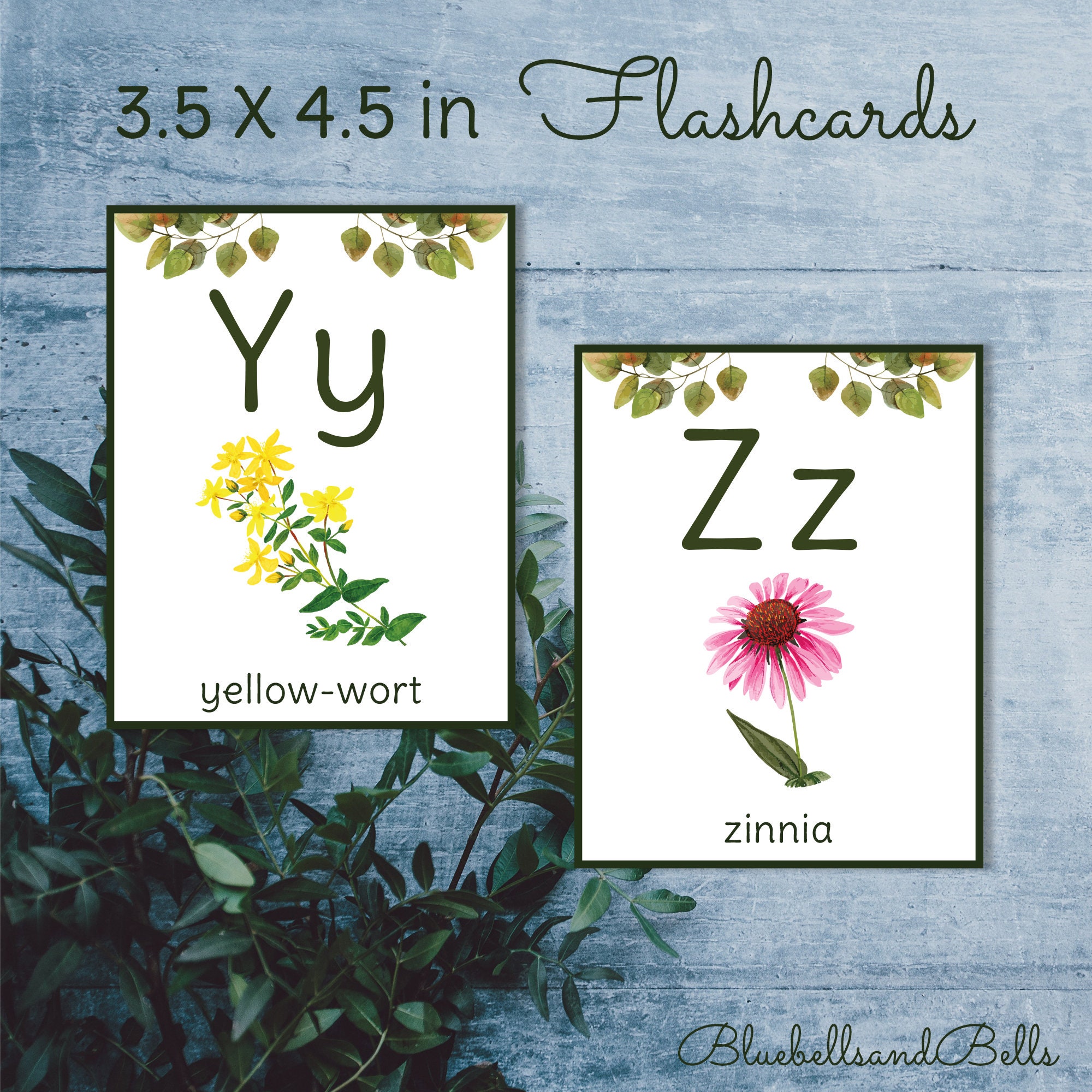 Woodland Alphabet Flashcards. Watercolor Letter Cards. Kids - Etsy