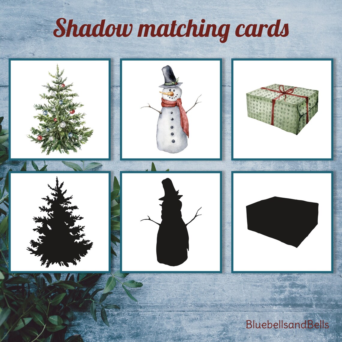 Montessori Printable Christmas Shadow Matching Cards. Winter | Etsy