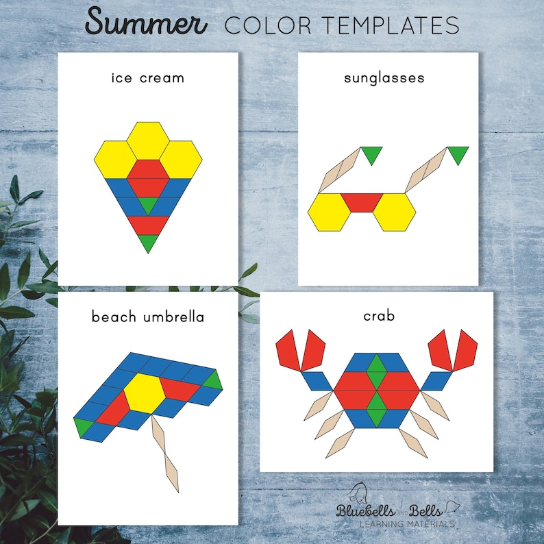 Summer Pattern Blocks Templates. Summer Printable Preschool and ...