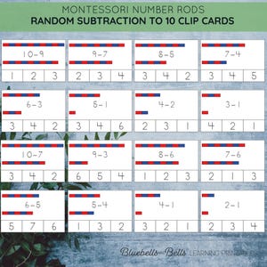 Montessori Subtraction Worksheets Number Rods. Kindergarten and 1st ...