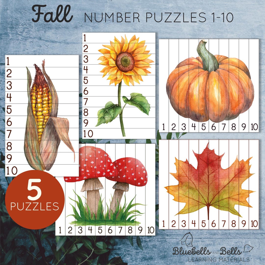 Preschool Fall Printable Number Sequence 1-10 Puzzles. Montessori ...