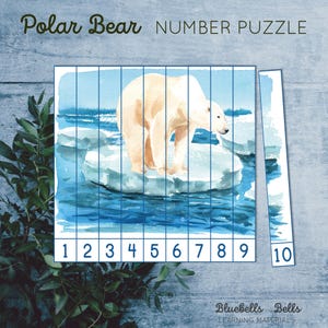 Polar Bear and Penguins Number Sequence 1-10 Puzzles. Montessori Winter ...