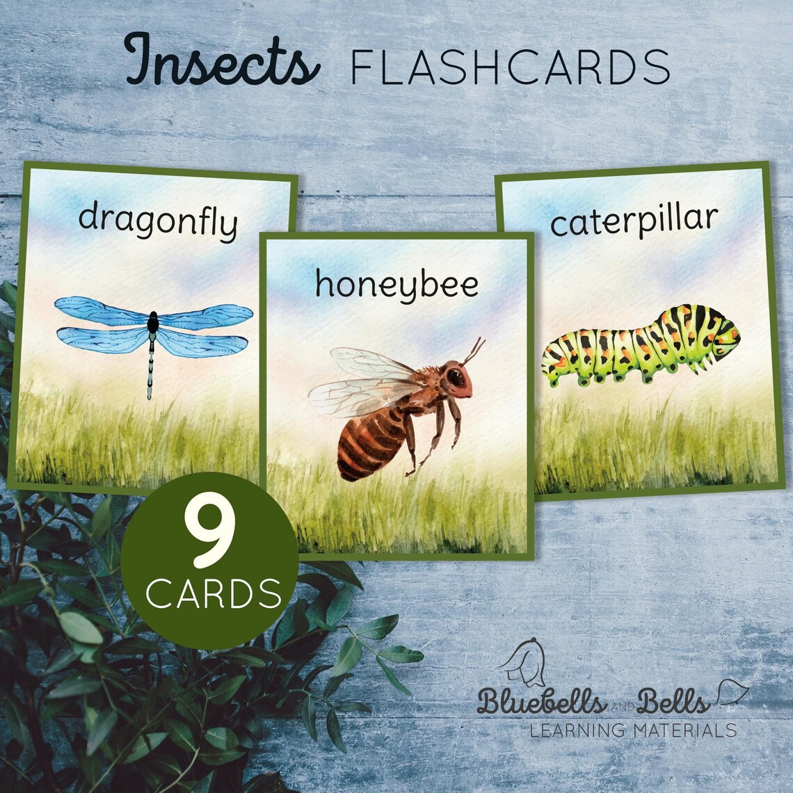 Insect Flashcards Mini. Watercolor Printable for Toddlers and Preschool ...