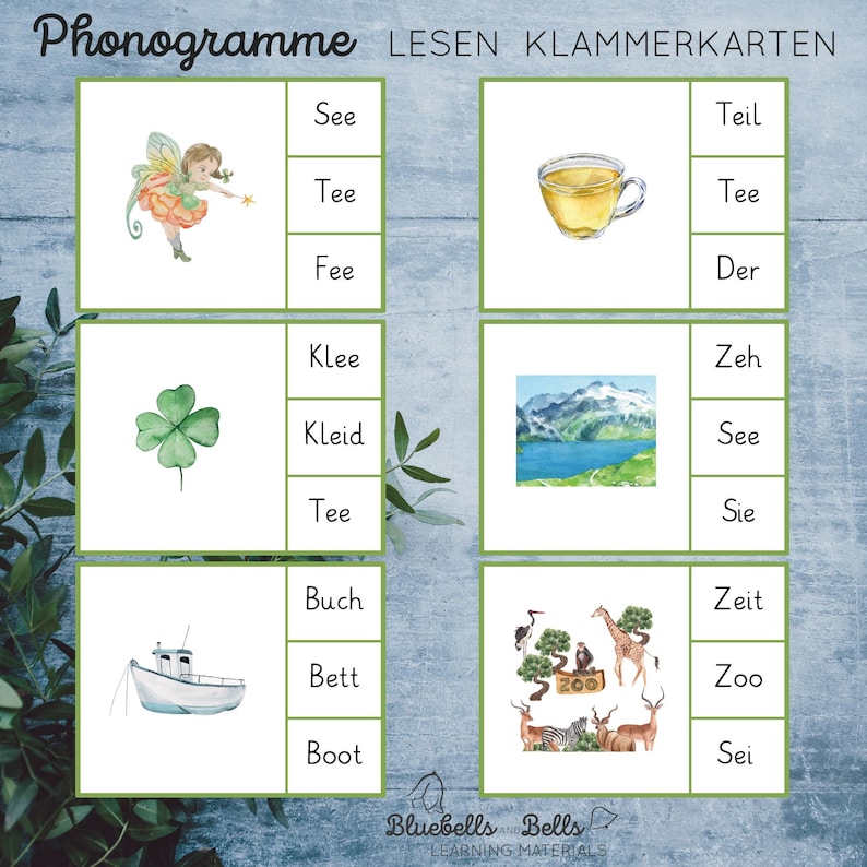 Anlaute Klammerkarten. Montessori Lesen Phonogramme. - Etsy