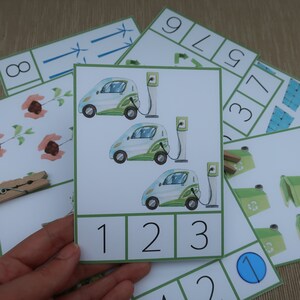 Earth Day Printable Count and Clip Cards 1-10. Spring Math Activity for ...